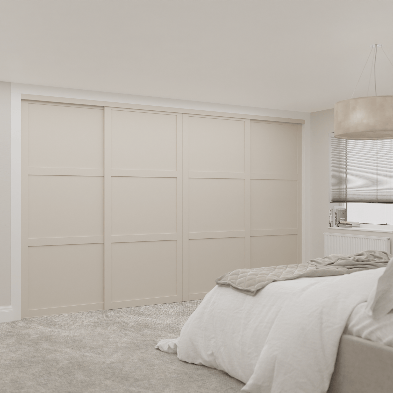 Shaker Sliding Door Wardrobe Kit Cashmere Wood 4-Door – Bedrooms Plus
