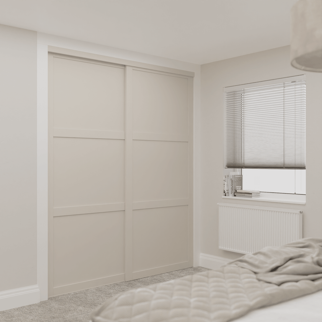 Shaker Cashmere Wood Sliding Door Wardrobe Kit 2 Panel – Bedrooms Plus